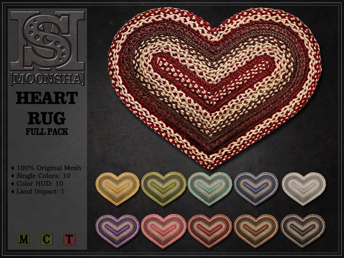 Second Life Marketplace - [MoonSha] Heart Rug - Full Pack
